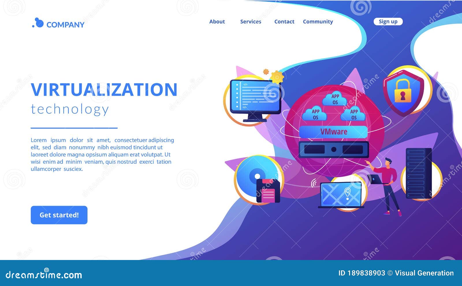 Virtualization Technology Concept Banner Header Vector Illustration | CartoonDealer.com #162417818