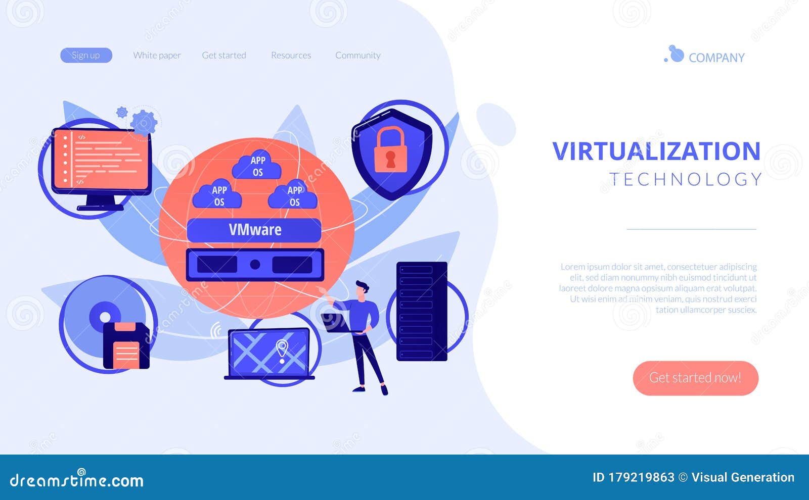 Virtualization Technology Concept Banner Header Vector Illustration ...