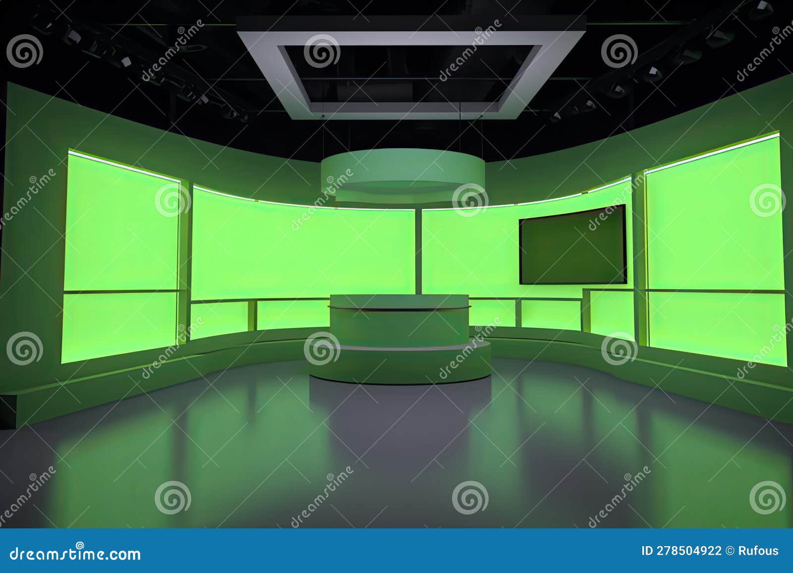 VirtualTV Studio Set. Green Screen Background Stock Illustration ...