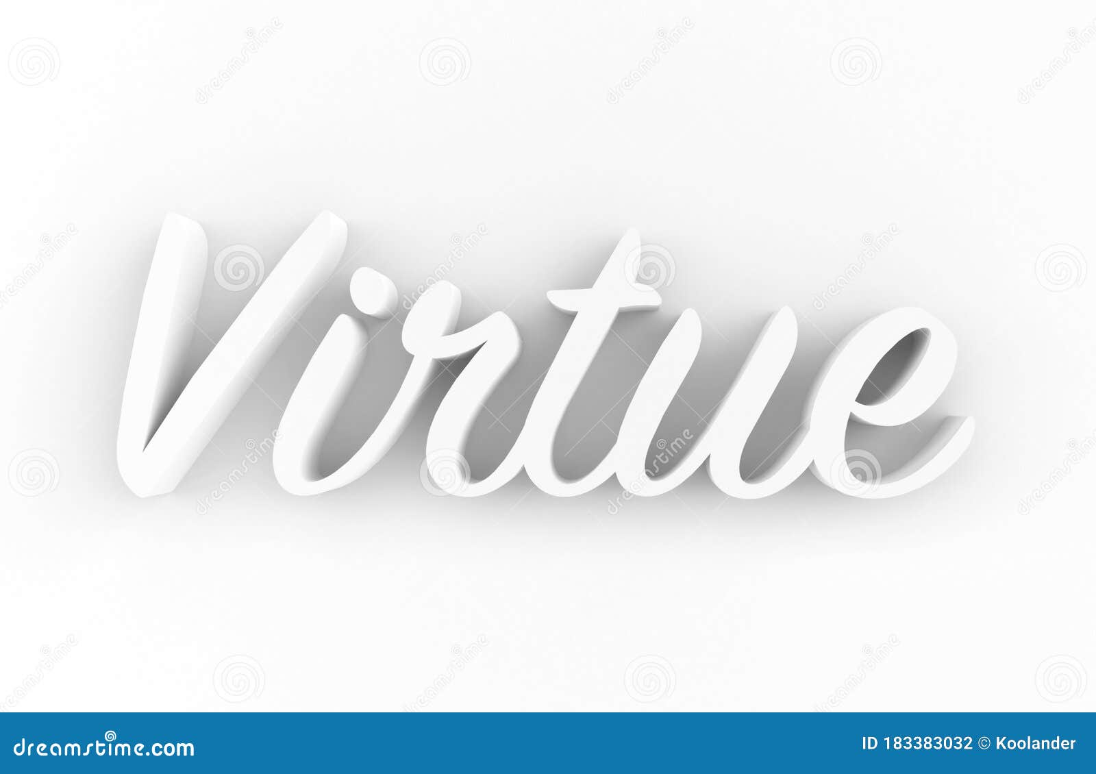Virtue - White 3D Generated Text Isolated on White Background. Stock ...