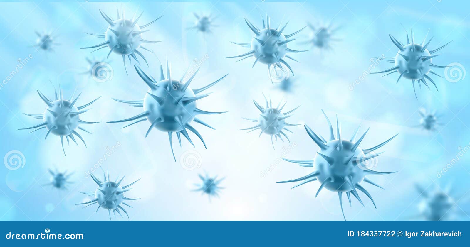 Virus.3d Microbe on Blue Background. Disease Germ, Pathogen Organism ...