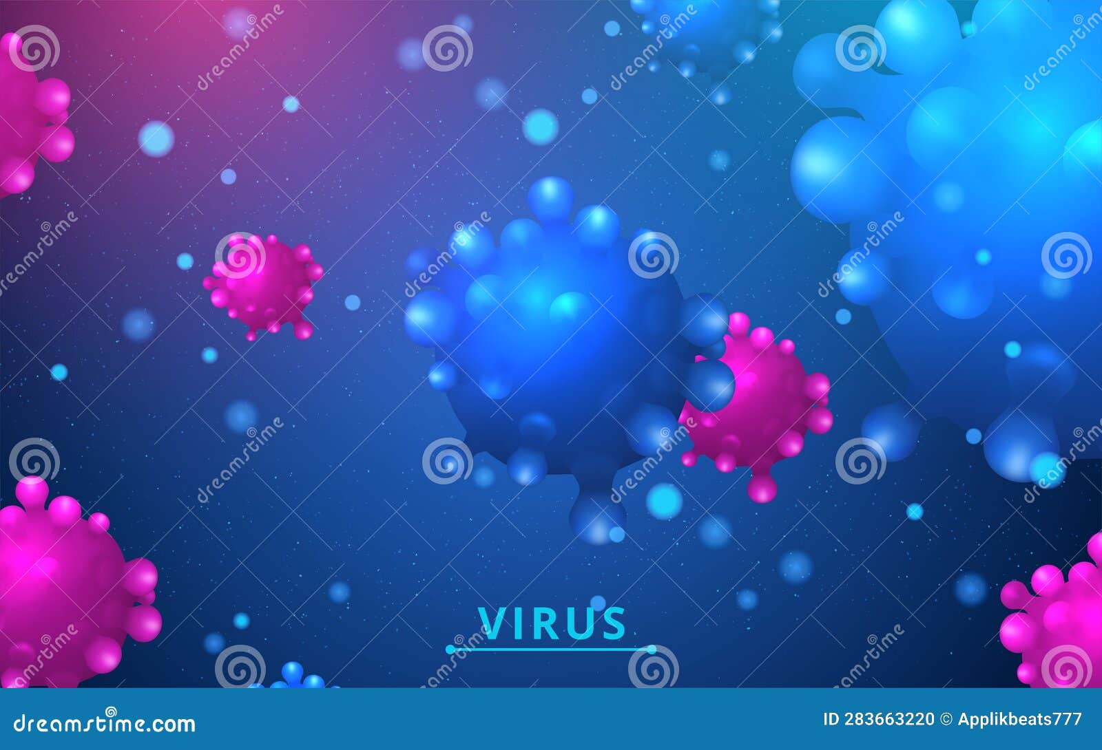 Virus. Abstract Vector 3d Microbe Isolated on Blue Background Stock ...