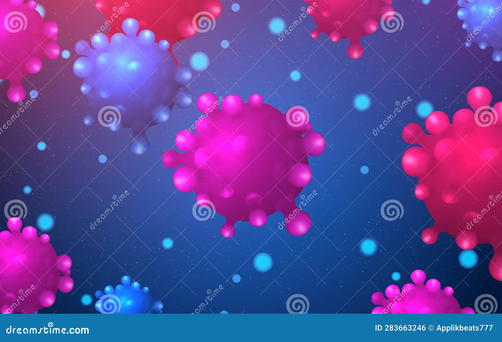 Virus. Abstract Vector 3d Microbe Isolated on Blue Background Stock ...