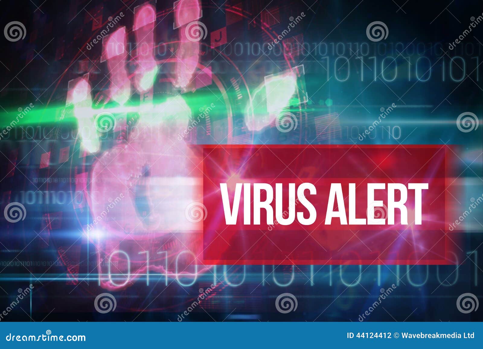 Virus Alert Against Blue Technology Design with Binary Code Stock ...