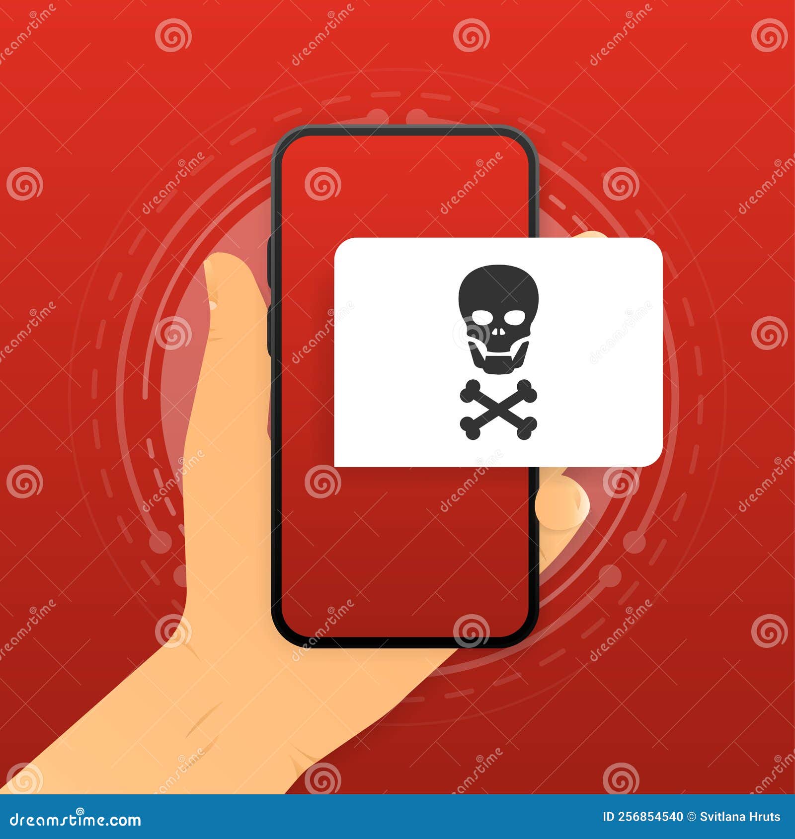 Virus Alert. Hand Holding an Infected Smartphone. Mobile Security ...