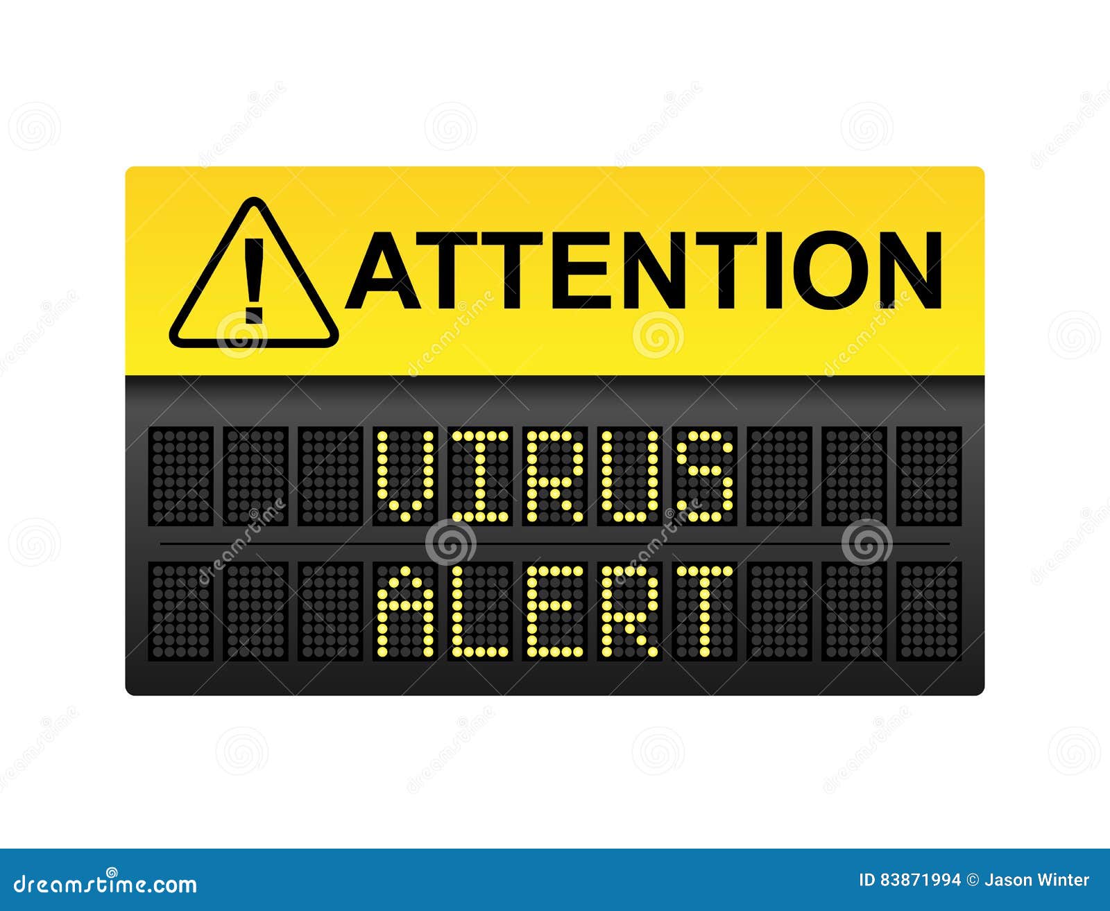 Virus Alert LED Warning stock vector. Illustration of sign - 83871994