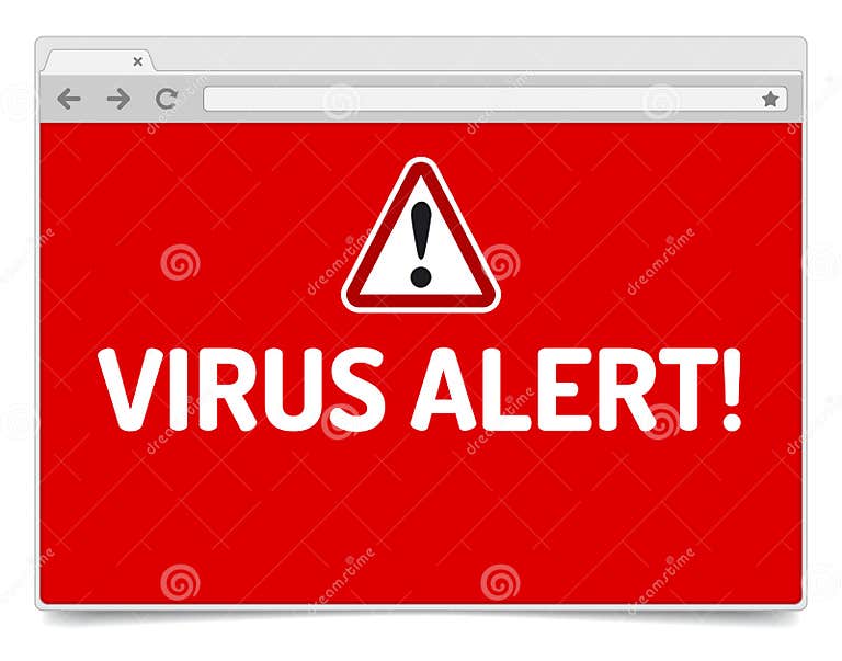 Virus Alert on Opened Internet Browser Window with Shadow. Stock Vector ...