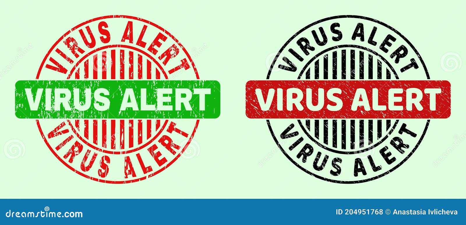 VIRUS ALERT Round Bicolour Watermarks - Distress Style Stock Vector ...