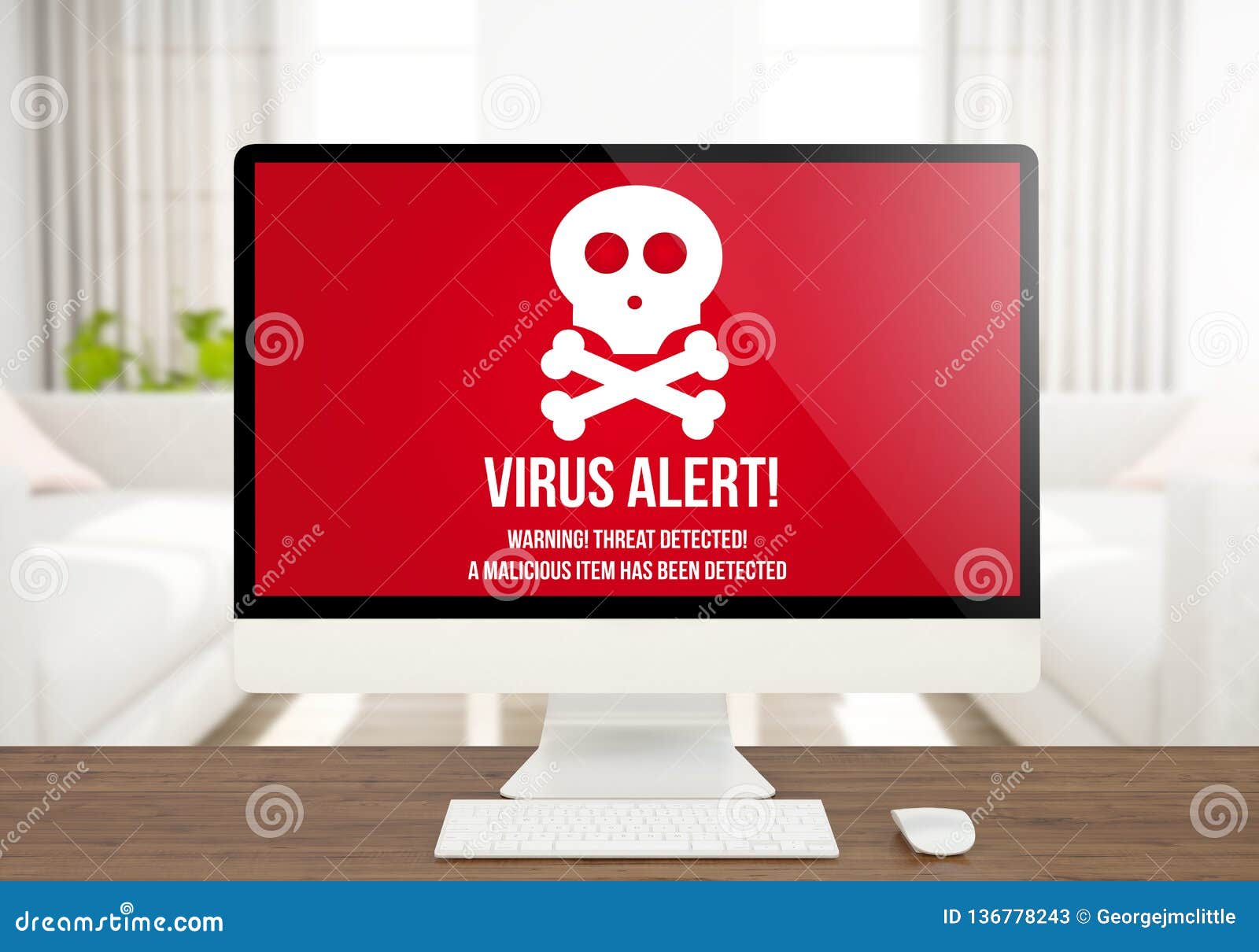 Virus Alert Screen Computer Stock Image - Image of office, threath ...