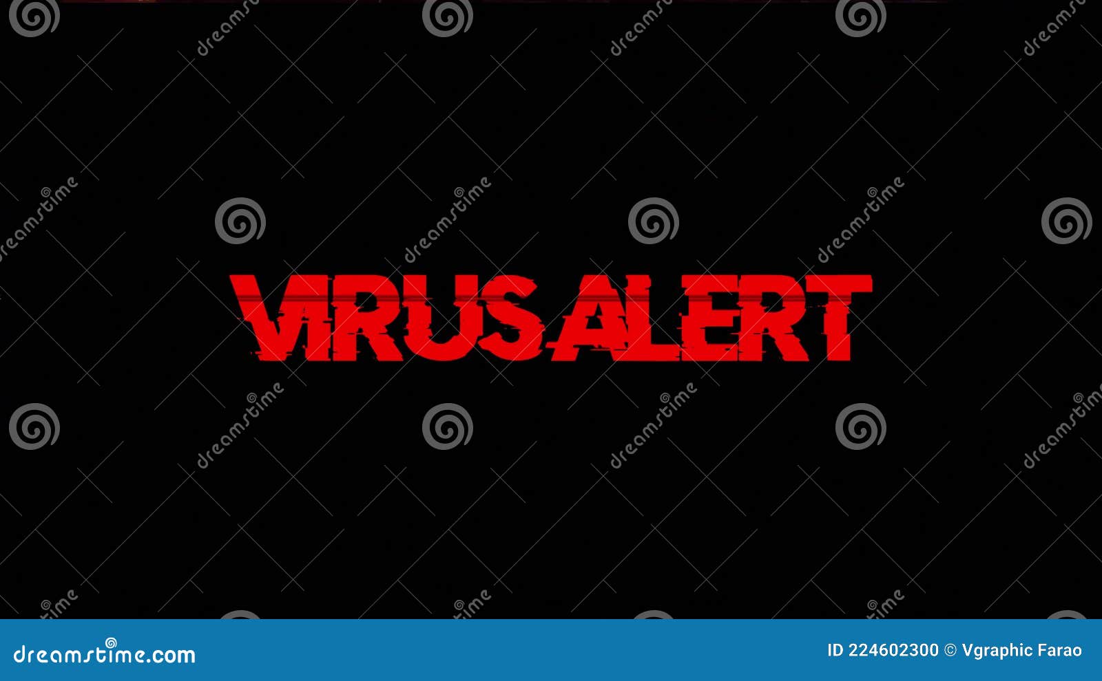 Virus Alert Text with Glitch Screen Effects on a Black Background ...
