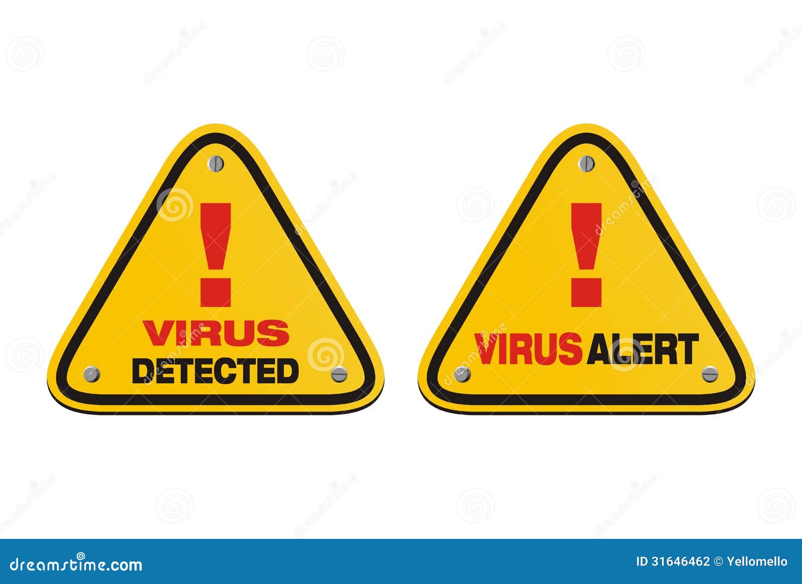 Virus Alert, Virus Detected - Triangle Signs Stock Illustration - Image ...