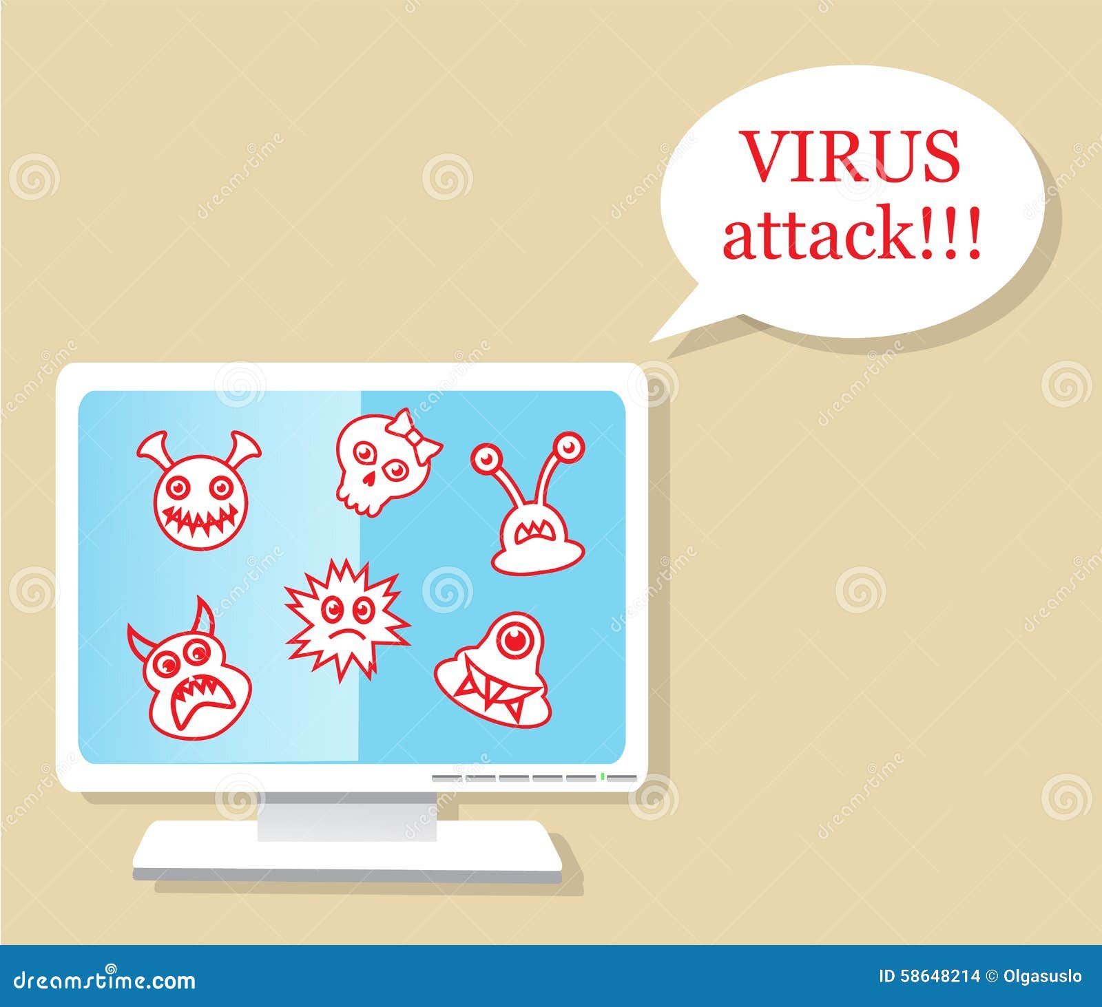 Virus attack stock vector. Illustration of antivirus - 58648214