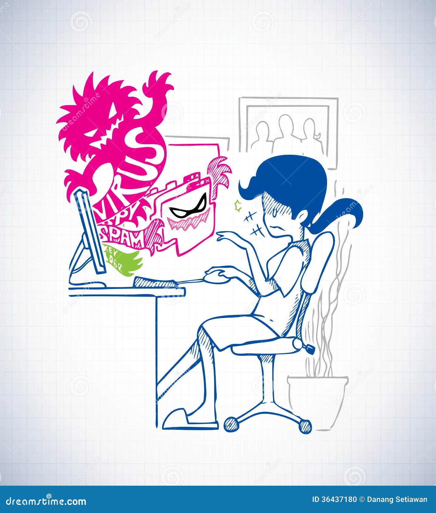 Virus attack stock vector. Illustration of easy, computer - 36437180