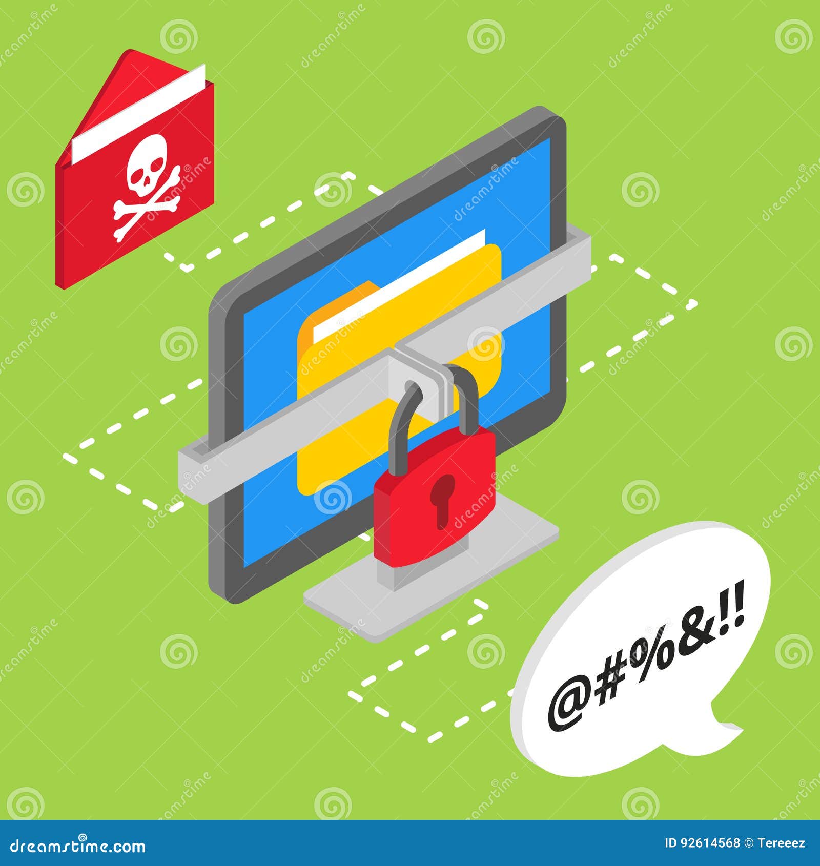 Virus Attack On Computer Monitor Screen, Urgent Shutdown, Clip Art ...