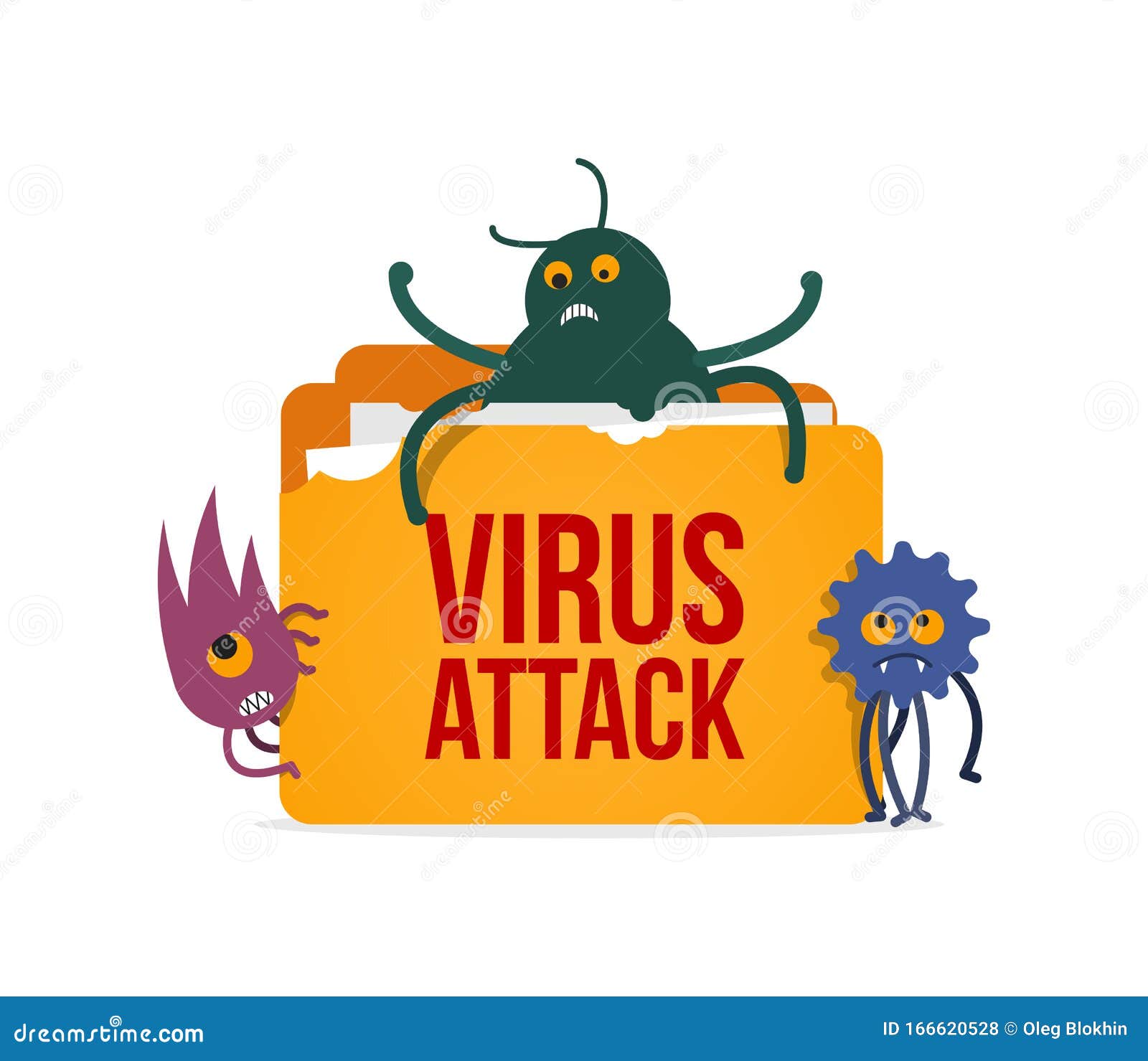 Virus Attack To Computer System Vector Illustration. Isolated System ...