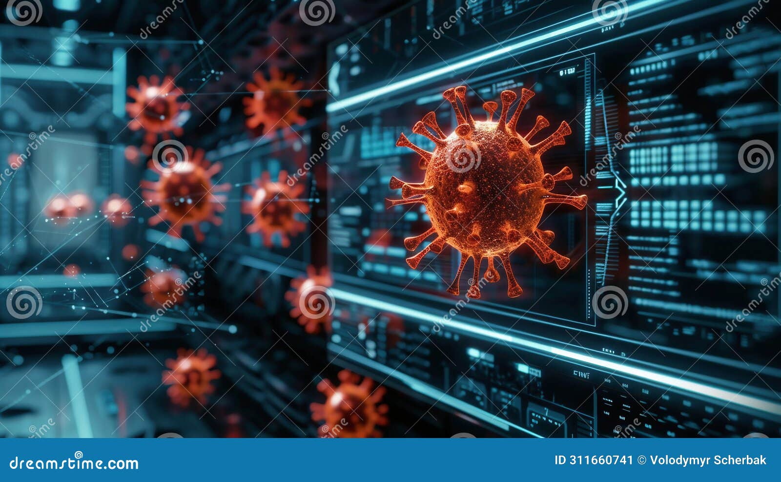 Virus Attack Visualized As A 3d Model Attacking A Computer System