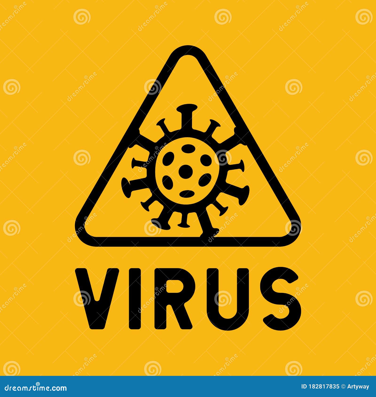 Virus Attention Sign, Vector Triangle Icon on Yellow Background Stock ...