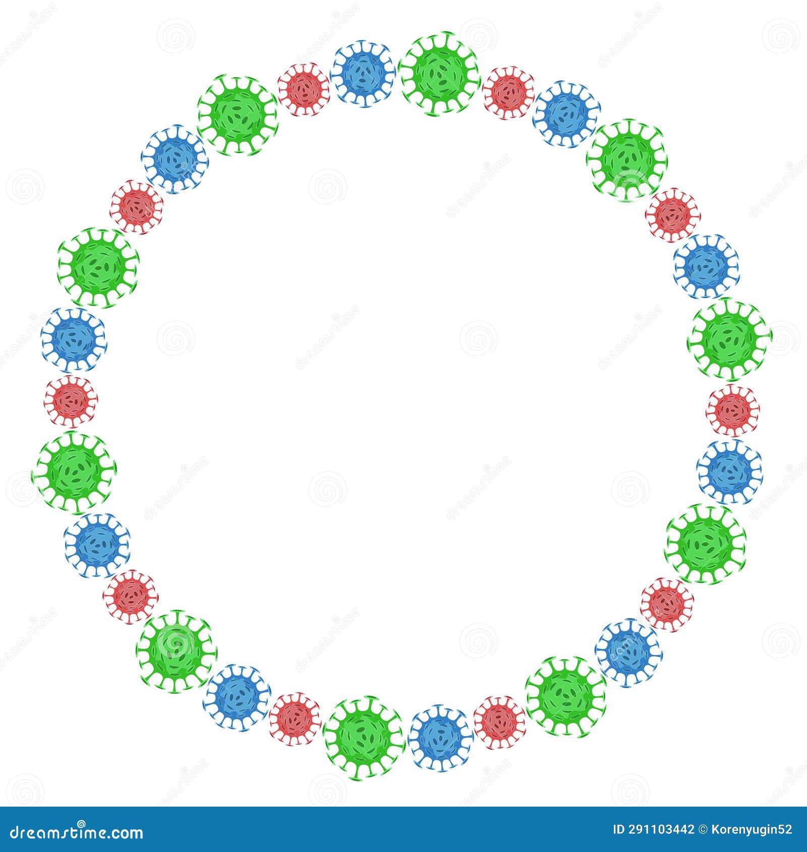 Virus Bacteria Art Drawn Round Frame Stock Vector - Illustration of ...