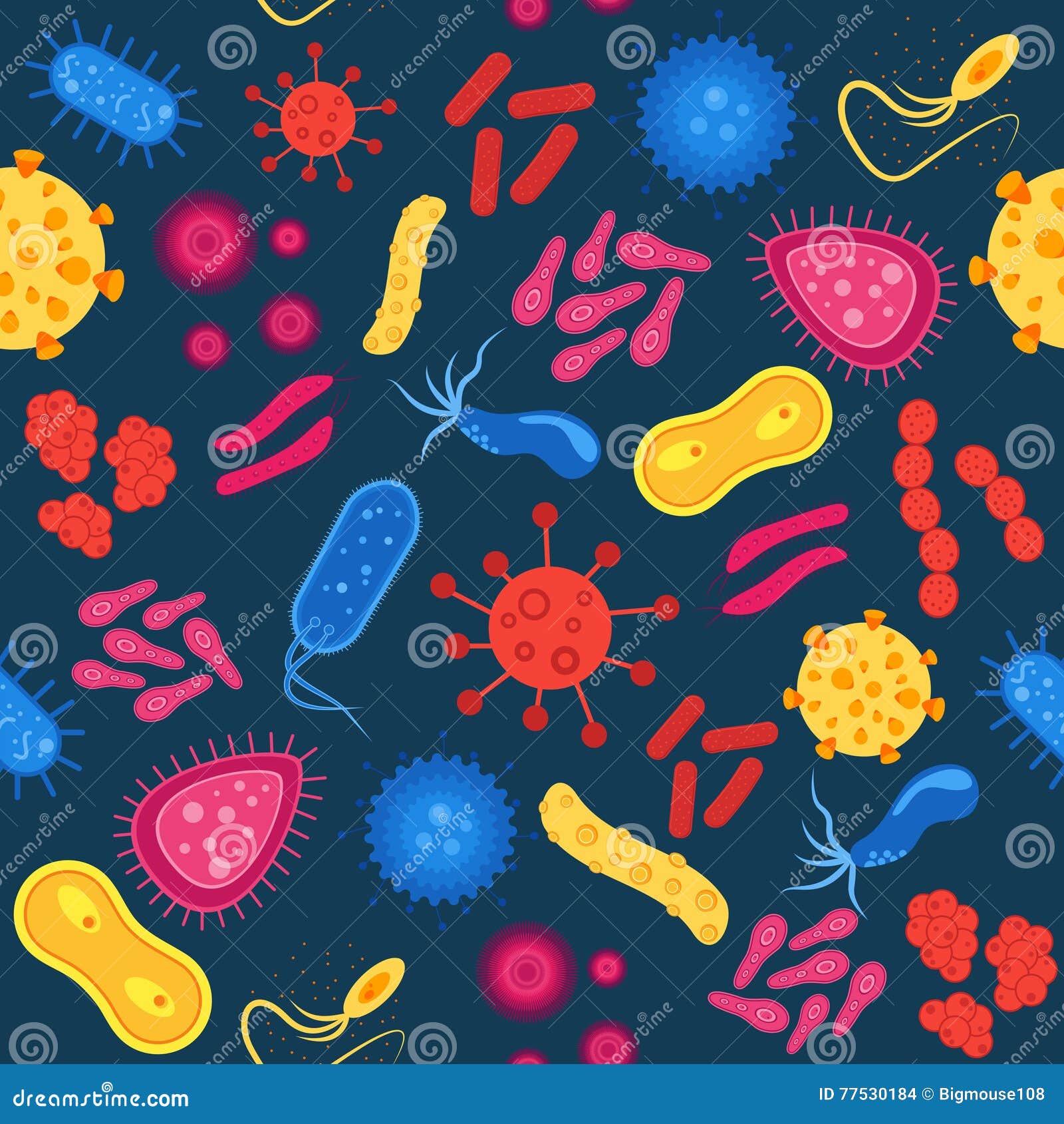 Bacteria Background. Virus Microorganisms Silhouette. Medicine ...