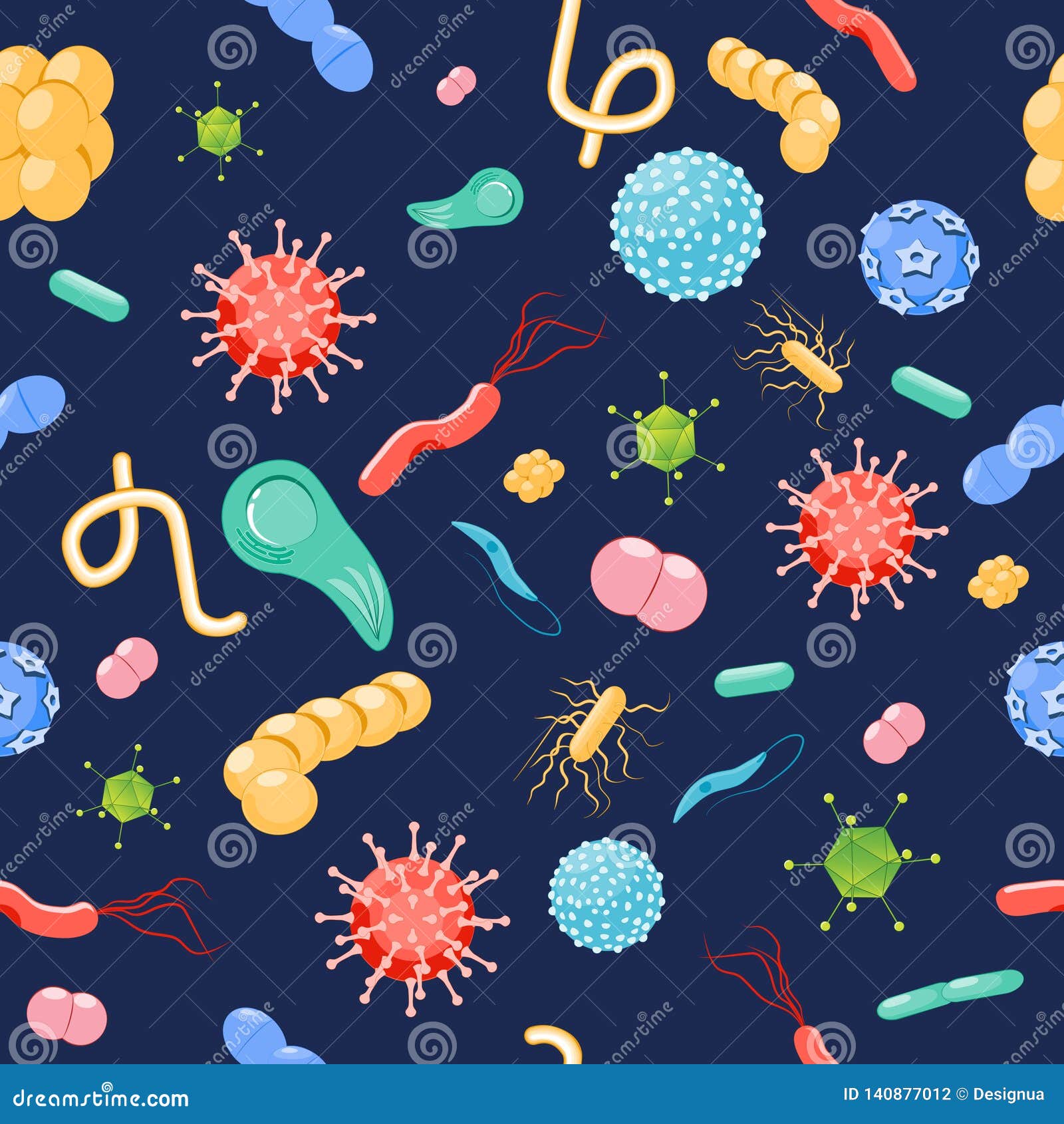 Virus and Bacteria Background. Seamless Pattern Stock Vector ...