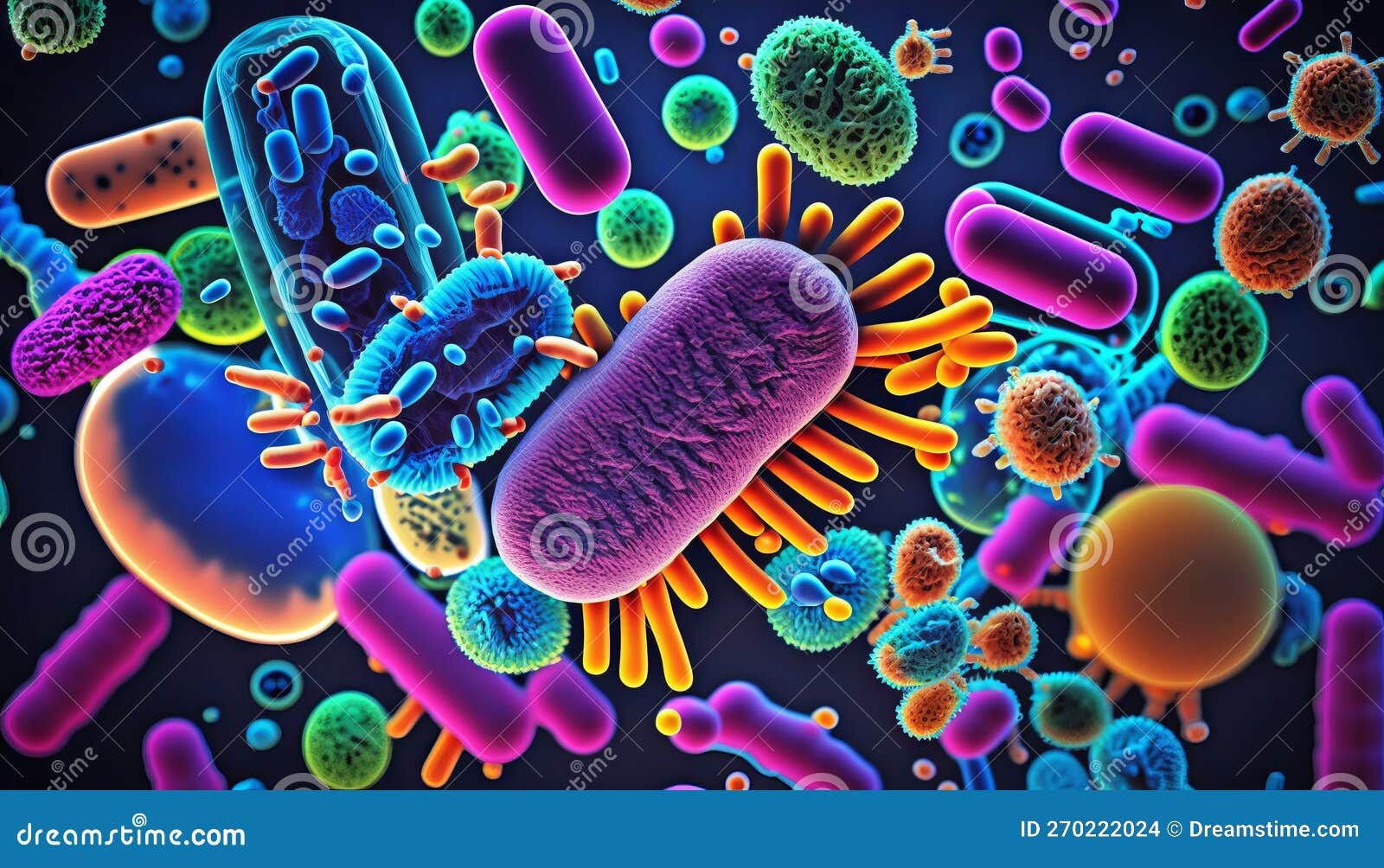 Virus and Bacteria. Generative AI Illustration Stock Photo - Image of ...