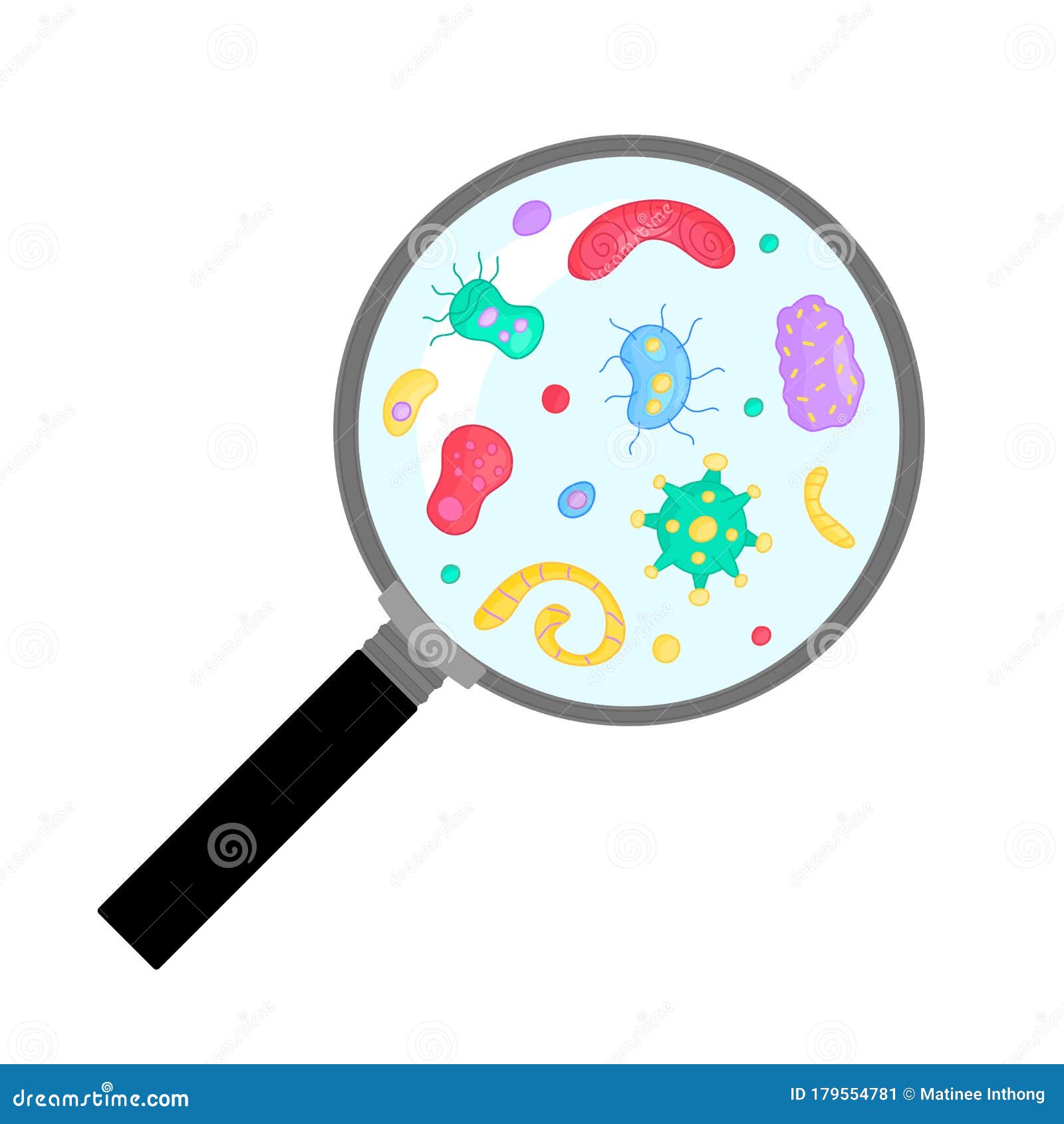 Virus , Bacteria and Germ Under Magnifying Glass. Concept of Science ...