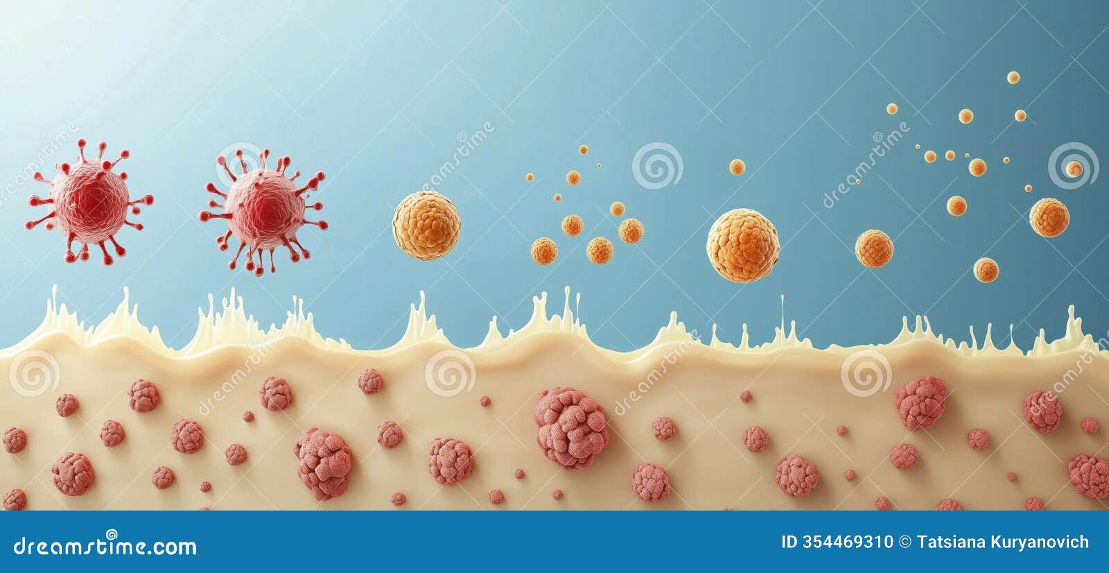 Virus and Bacteria Interaction with Human Cells, Microscopic View of ...