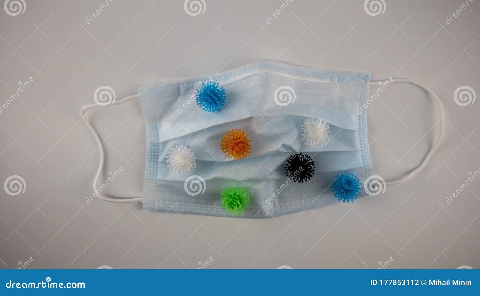 Virus Bacteria on a Medical Mask Stock Photo - Image of microscopic ...