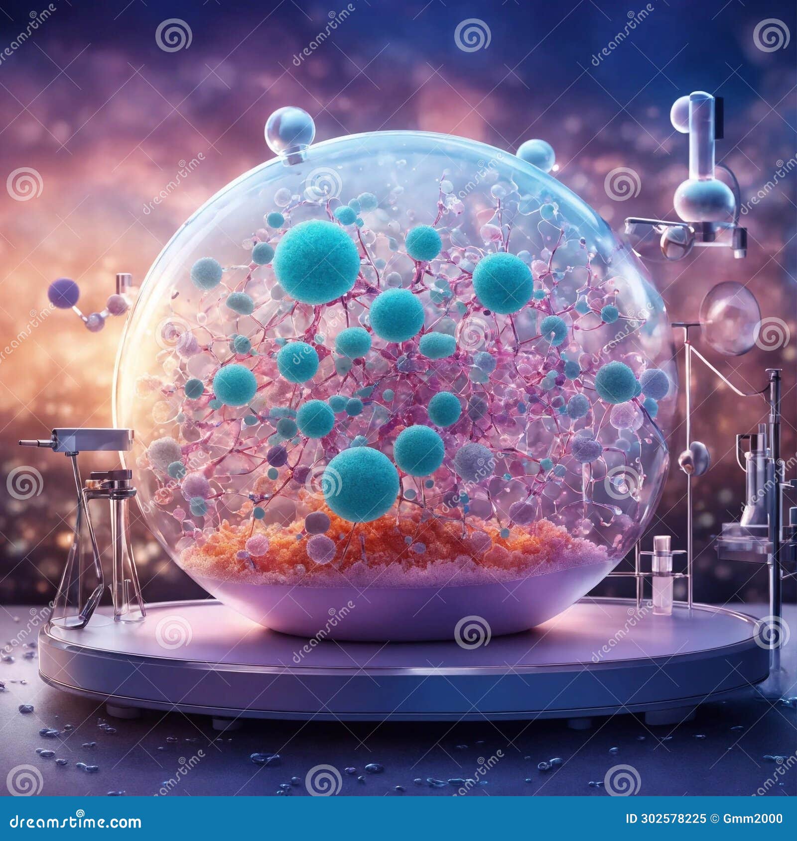Virus Bacteria Molecule Bubbles Biotechnology Background,generative Ai ...