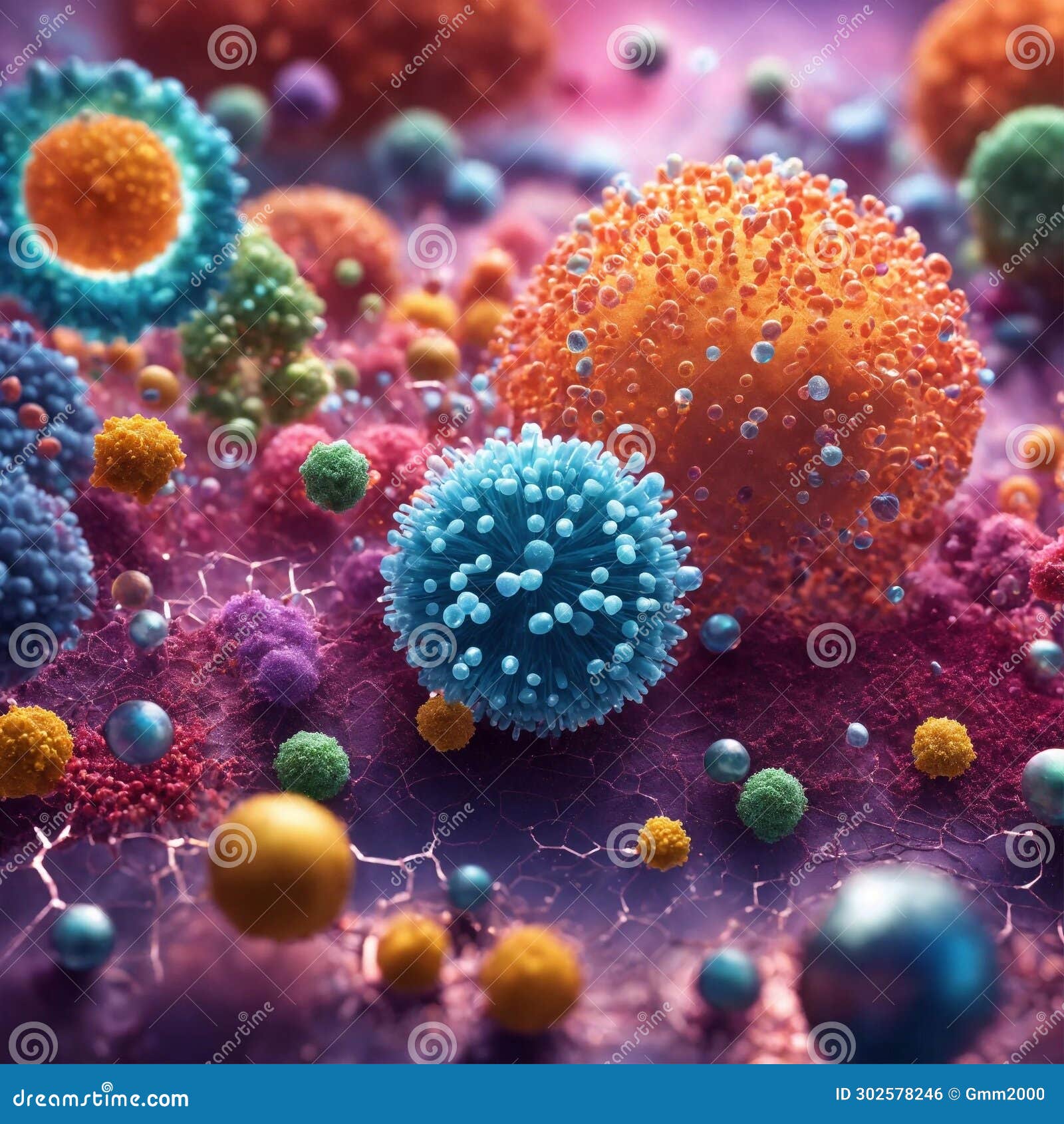 Virus Bacteria Molecule Bubbles Biotechnology Background,generative Ai ...
