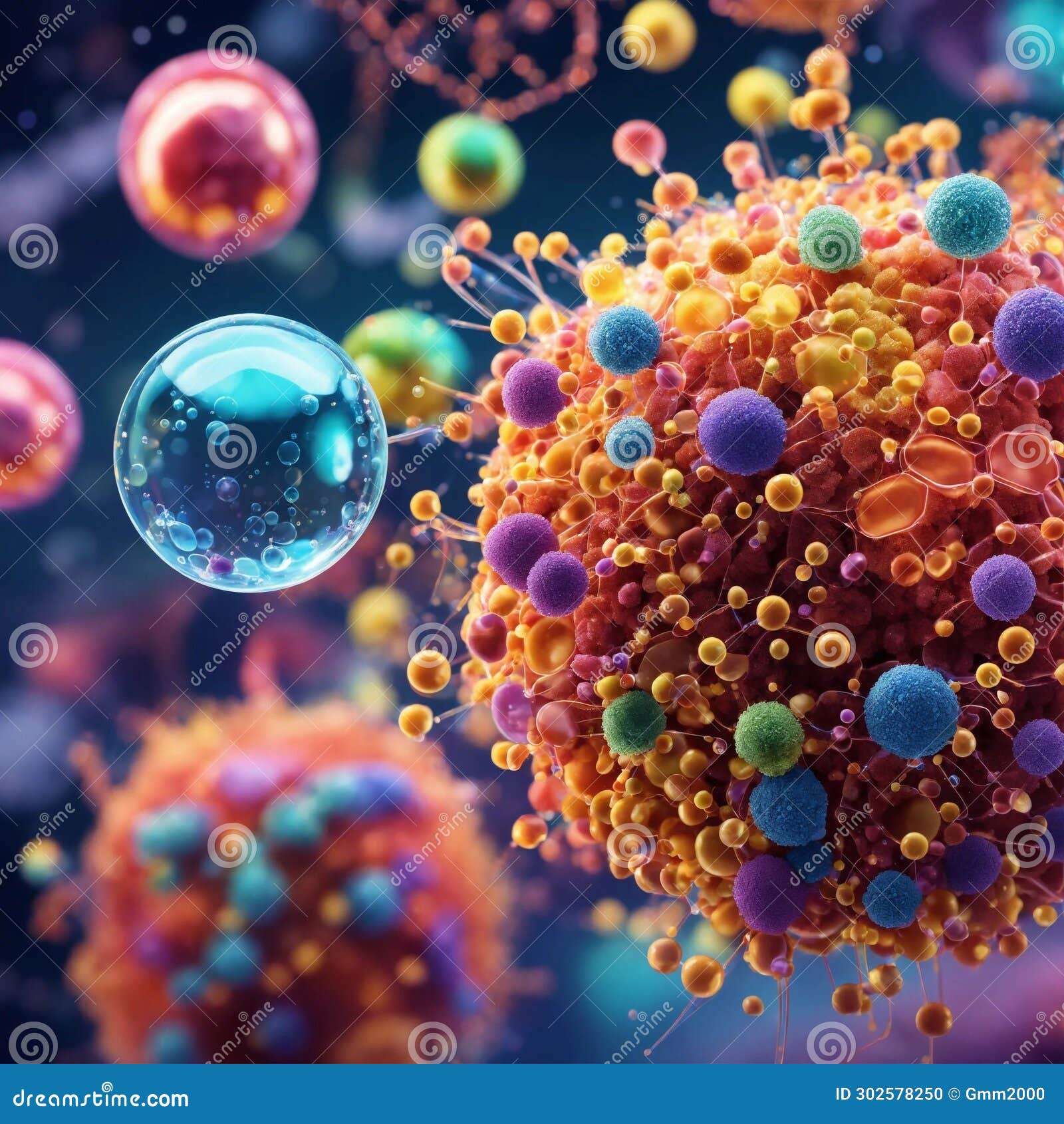 Virus Bacteria Molecule Bubbles Biotechnology Background,generative Ai ...