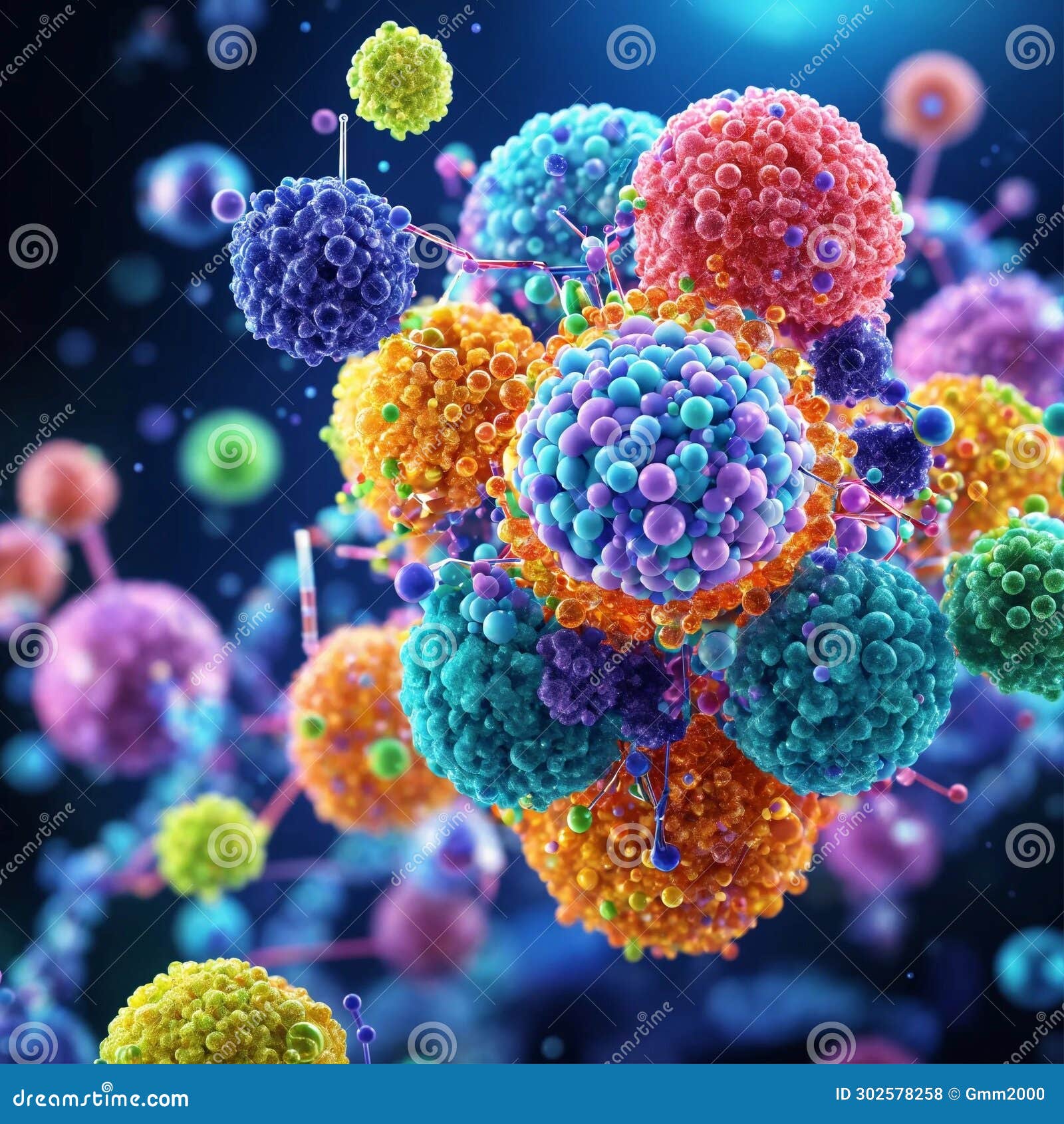 Virus Bacteria Molecule Bubbles Biotechnology Background,generative Ai ...