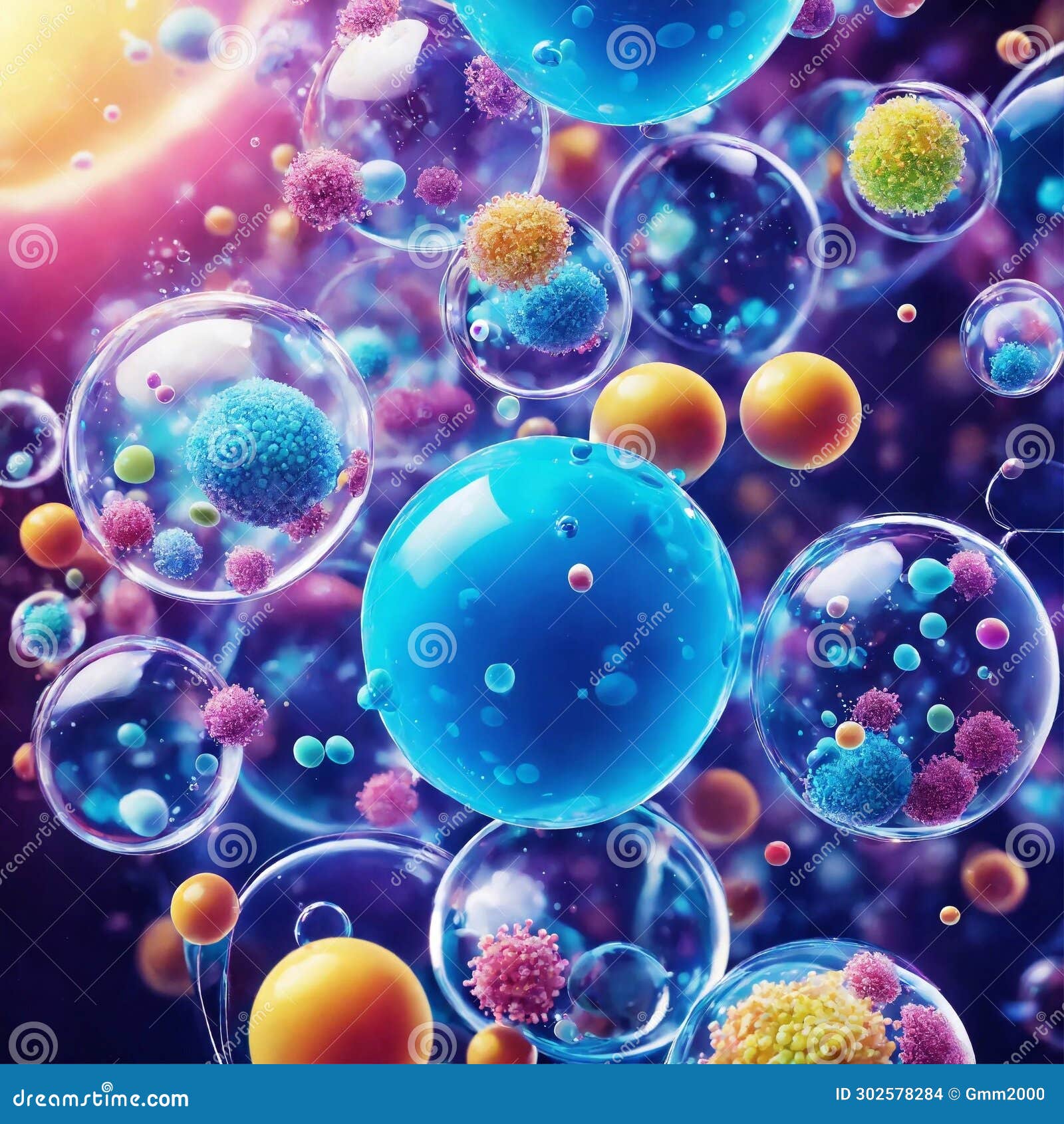 Virus Bacteria Molecule Bubbles Biotechnology Background,generative Ai ...