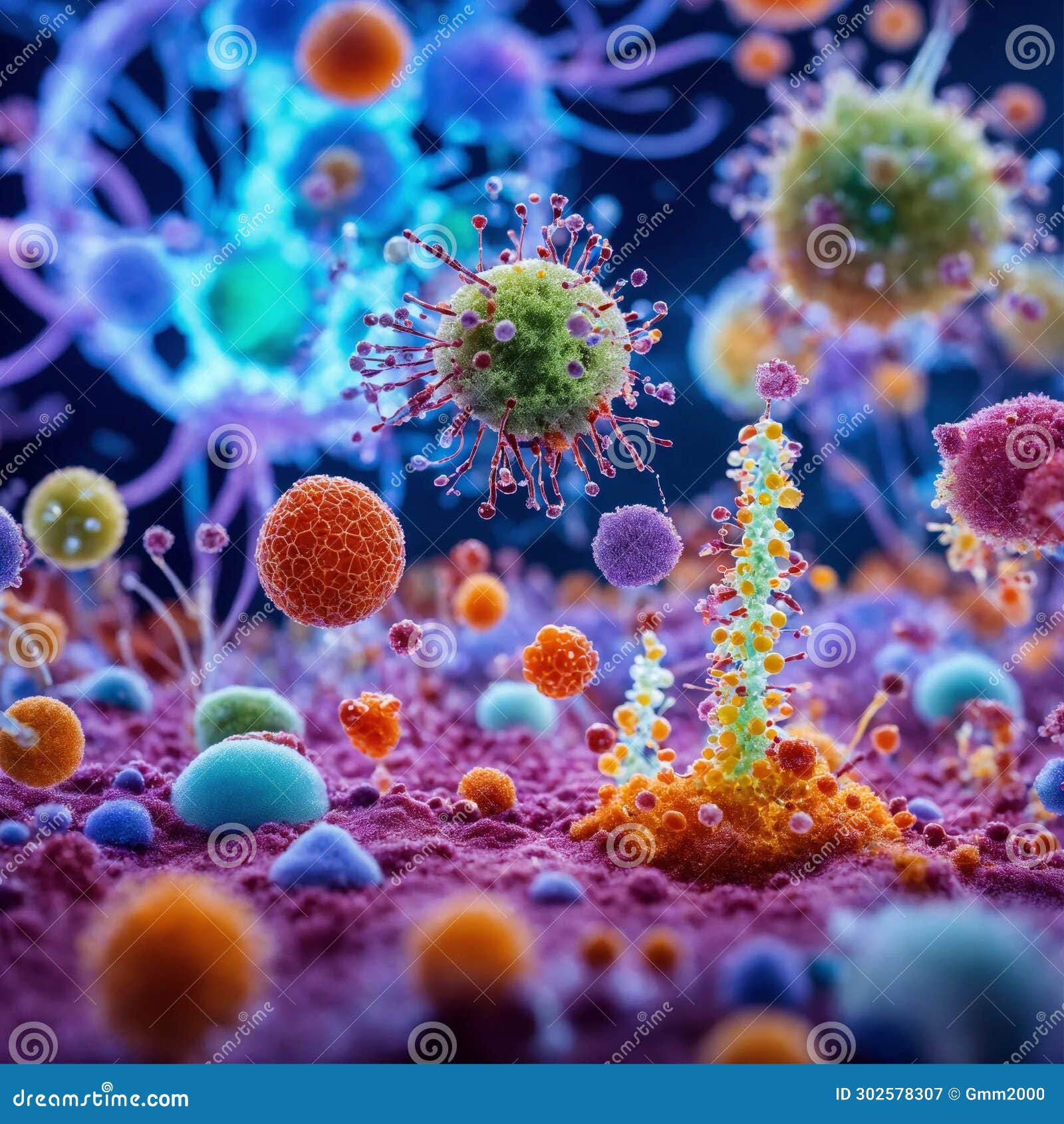 Virus Bacteria Molecule Bubbles Biotechnology Background,generative Ai ...