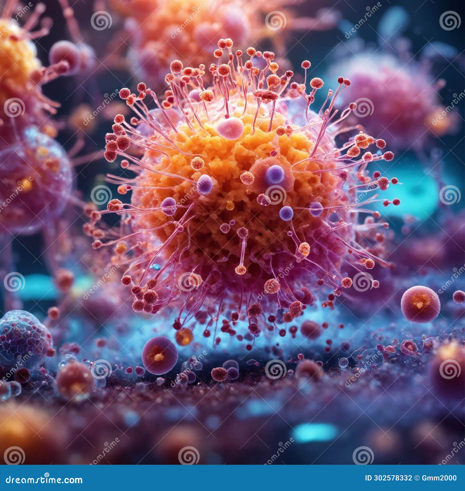 Virus Bacteria Molecule Bubbles Biotechnology Background,generative Ai ...