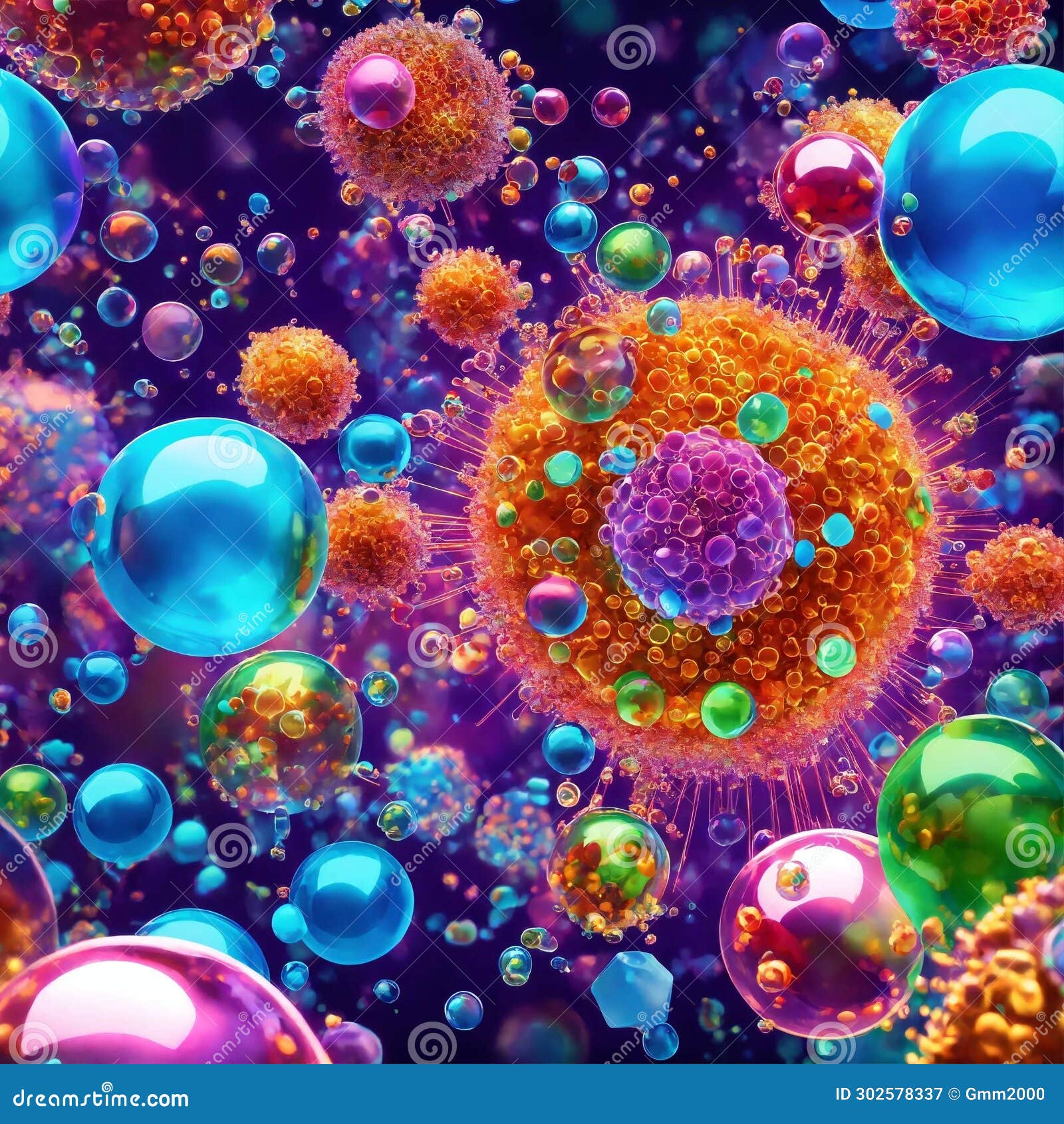 Virus Bacteria Molecule Bubbles Biotechnology Background,generative Ai ...