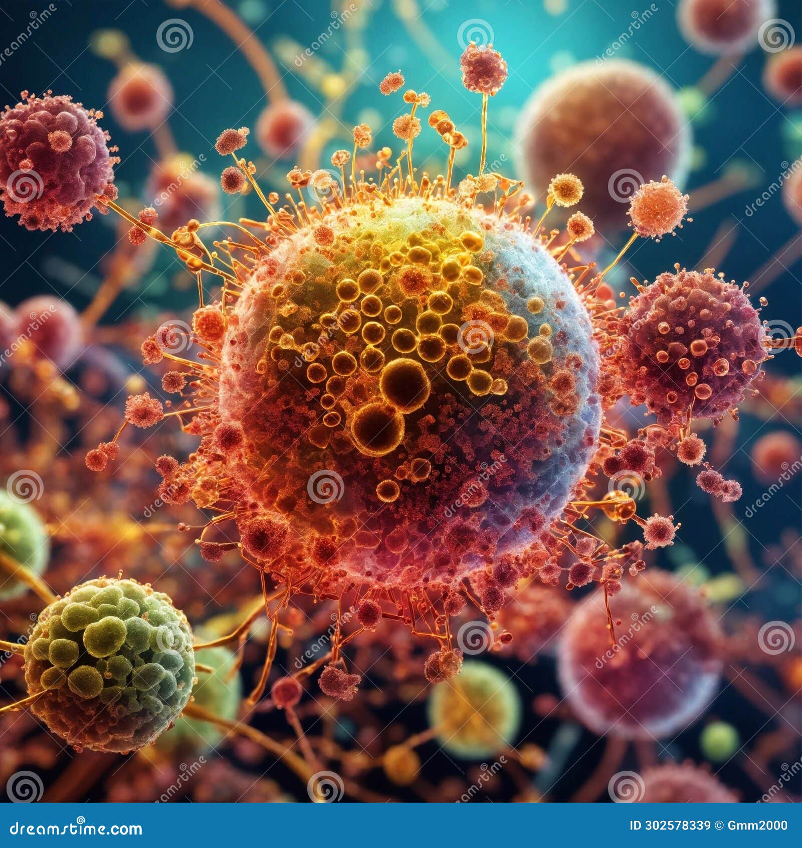 Virus Bacteria Molecule Bubbles Biotechnology Background,generative Ai ...