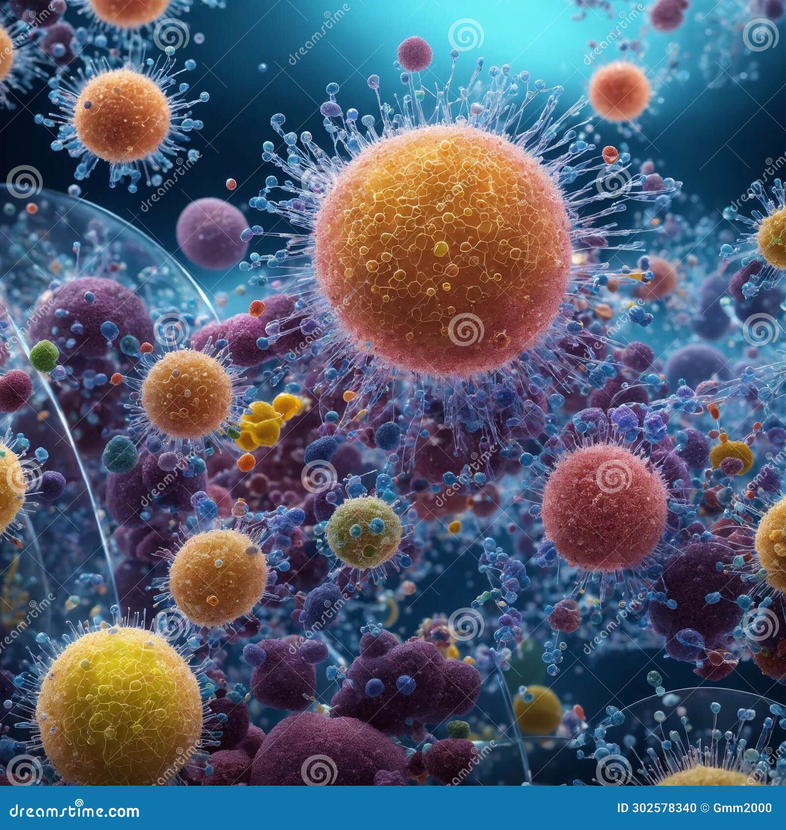 Virus Bacteria Molecule Bubbles Biotechnology Background,generative Ai ...