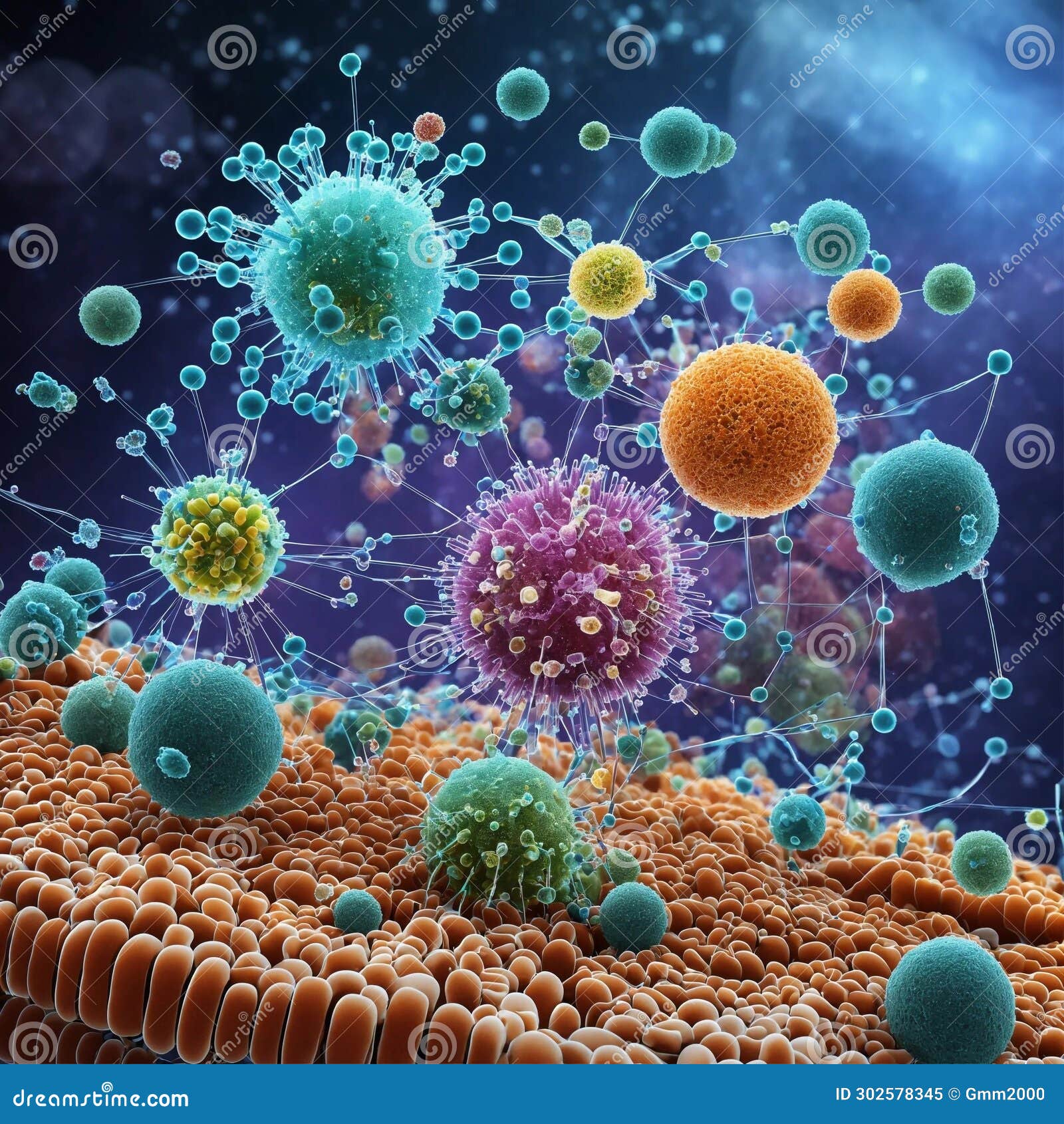 Virus Bacteria Molecule Bubbles Biotechnology Background,generative Ai ...