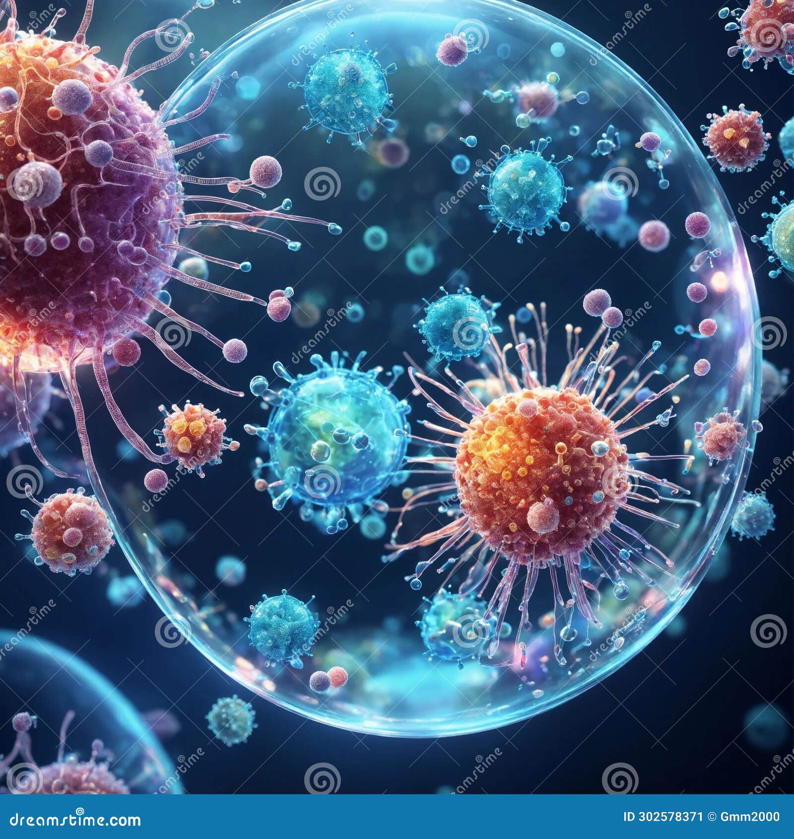 Virus Bacteria Molecule Bubbles Biotechnology Background,generative Ai ...