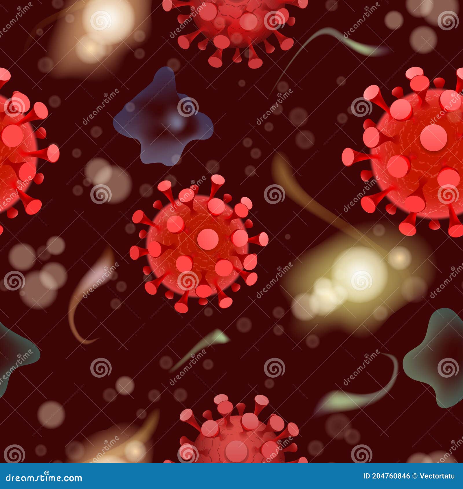 Virus and Bacteria Seamless Pattern Stock Vector - Illustration of ...
