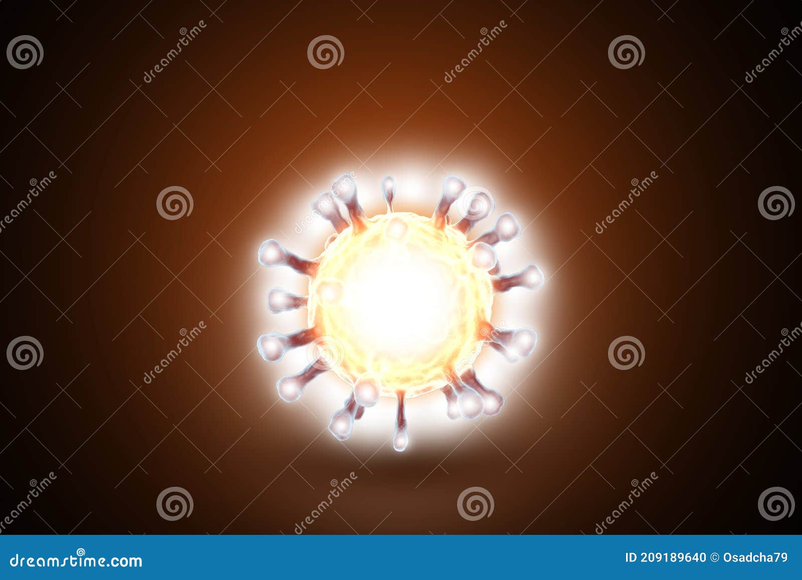 Virus or Bacteria Under a Microscope. Abstract Background of 3d Glowing ...