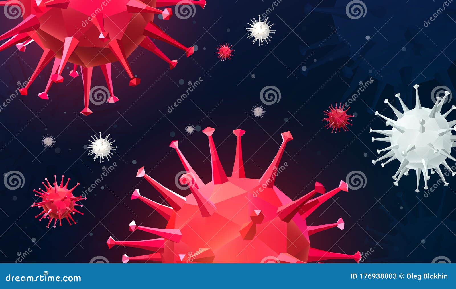 Virus Bacteria Vector Low Poly Cartoon Illustration. Viruses Detection ...