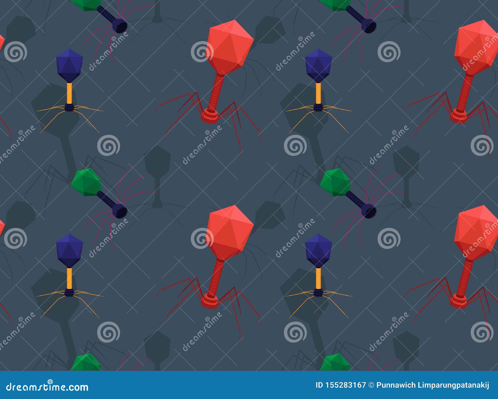 Virus Bacteriophage Background Seamless Wallpaper Stock Vector ...