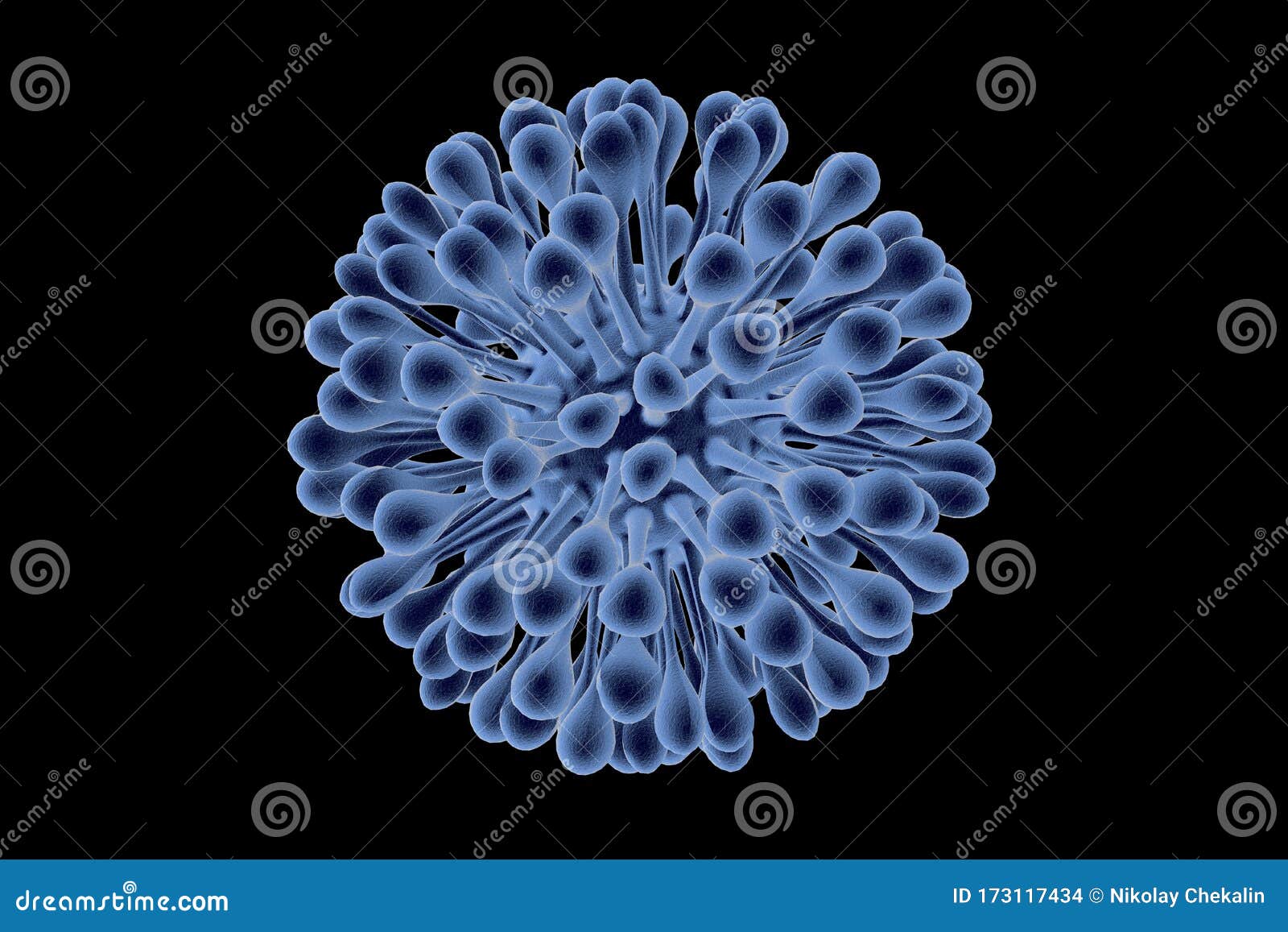 Virus or Bacterium Close-up on a Black Background. 3D Model of the ...