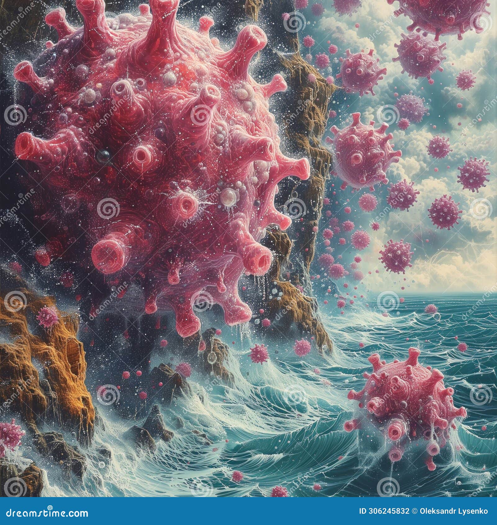Virus Bacterium in Water Closeup Stock Illustration - Illustration of ...