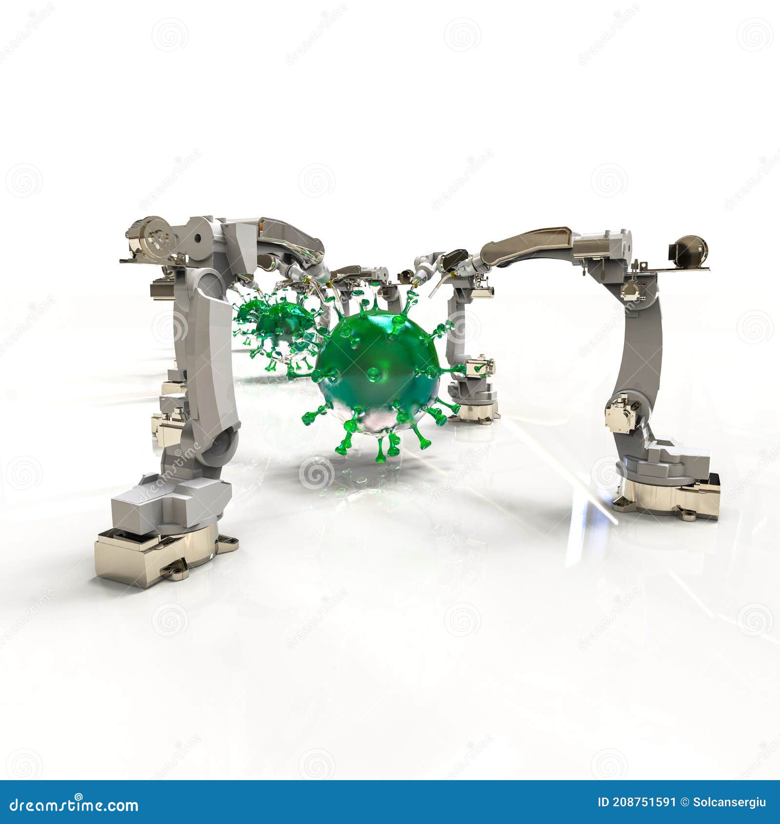 A Virus Being Manipulated by Robots Stock Illustration - Illustration ...