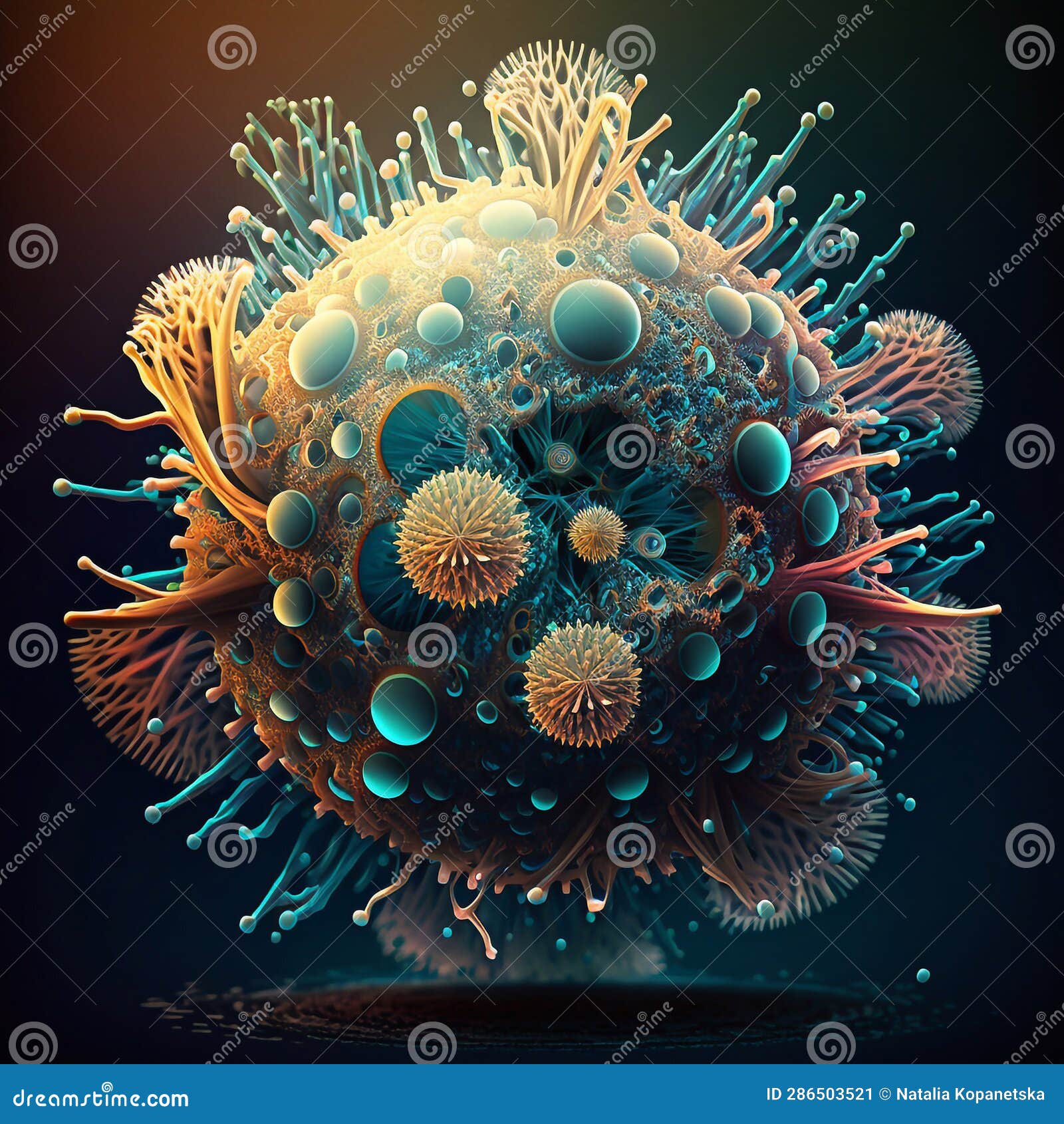 Virus on a Black Background Concept Microbiology and Virology Stock ...