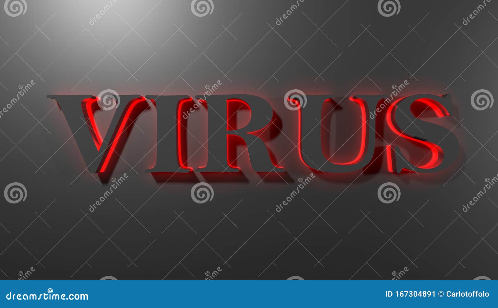 VIRUS Black Write with Red Backlight, on Black Background - 3D ...
