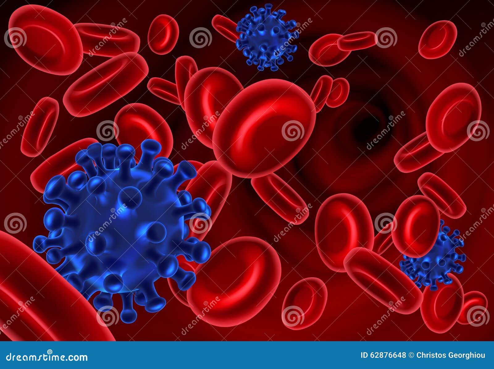 Virus and Blood Cells stock vector. Illustration of medical - 62876648